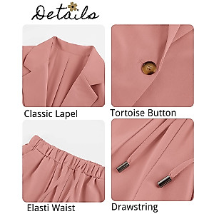SySea Women's Business Suits Long Sleeve Blazer Jacket Coat and High Waisted Shorts 2 Pieces Outfits Set Light Pink