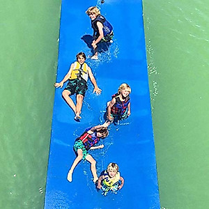 PanAme 9'/12'/18' Giant Floating Water Mat, Foam Water Floating Pad, Tear-Resistant XPE Foam, Lily Pad for Water Recreation, Swimming Pool, Beach, Ocean, Lake, Suitable for Multiple Users, 9-Blue