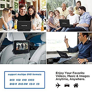 WONNIE 12.5 Inch Portable DVD Player with 4 Hour Rechargeable Battery,10.5" Swivel Screen, SD Card Slot and USB Port and Stereo Earphones (Black)