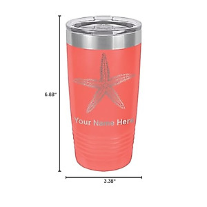 LaserGram 20oz Vacuum Insulated Tumbler Mug, Starfish, Personalized Engraving Included (Coral)