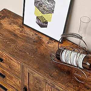 WEENFON Storage Cabinet with 3 Drawers & Barn Door, Mid Century Floor Cabinet with Adjustable Shelf, Buffet Cabinet, Wooden Accent Cabinet for Living Room, Bedroom, Dining Room, Rustic Brown