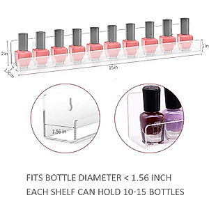 Sezanrpt Nail Polish Rack for Wall, Clear Nail Polish Organizer Wall Mounted, Acrylic Nail Polish Shelf 6 Pack