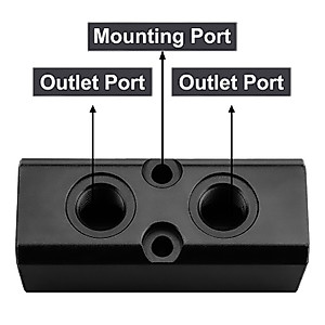 Air Manifold, 3 Way 5 Port Air Compressor Manifold, Air Hose Inline Manifold Block Splitter, Pneumatic Manifold Air Distribution Block, NPT 1/2 Inch Supply Port, NPT 1/4 Inch Output Port(BLACK)