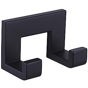 APLusee Double Robe Towel Hook Matte Black, SUS 304 Stainless Steel Square Dual Coat Hook, Utility Bath Kitchen Storage Hanger Holder