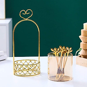 Kelendle Metal Cutlery Storage Organizer Caddy Bin Utensil Pen Pencil Holder Organizer Makeup Brush Box Flower Basket Container Cabinet Pantry Serving for Forks Knives Spoons(Decorative Pattern)