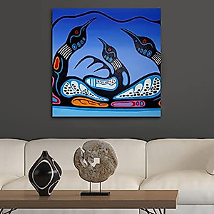 Birds Loons Canvas Prints Wall Art Paintings Wall Artworks Pictures for Living Room Bedroom Decoration, 24x24 Inch Home Bathroom Wall Decor Posters