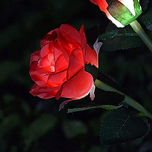 Solar Rose Flower Lights [Upgraded 6 Flowers], Outdoor Solar Powered Rose Lights, Garden Solar Decorative Lights, Rose Stake Lights, Solar Pathway Lights Patio Lawn Garden Yard