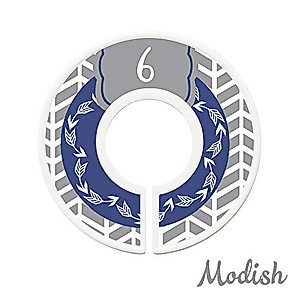 Modish Labels Toddler Child Closet Dividers, Closet Organizers, Toddler Size Dividers, Young Child Size Dividers, Boy, Woodland, Arrow, Tribal, Navy Blue, Gray, Grey (Toddler/Child)