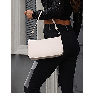 NIUEIMEE ZHOU 90s Shoulder Bag for Women Vegan Leather Crocodile Purse Classic Clutch Handbag