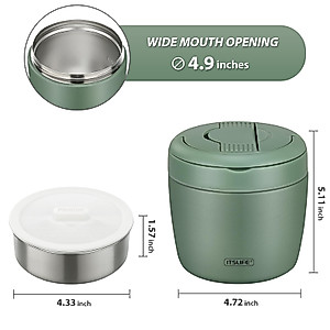 Soup Thermo for Hot Food Adults 32OZ Lunch Containers Wide Mouth Hot Food Jar Vacuum Insulated Stainless Steel Bento Box Leakproof with Spoon (Green)