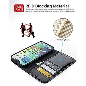 OCASE iPhone 14 Plus Wallet Case, Durable PU Leather Flip Folio Case with 3 Card Holders, RFID Blocking, Shockproof TPU Inner Shell, Protective Phone Cover Women Men for iPhone 14 Plus 6.7 Inch, Black