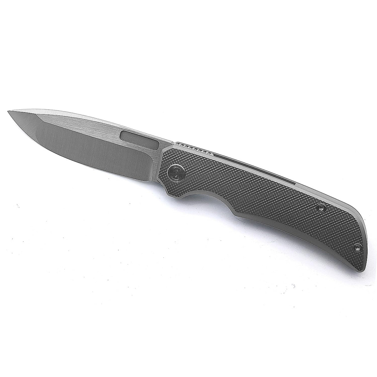Miguron Knives M Mero Front Flipper Folding Knife 3.65" M390 Hand Hollow Ground Rubbed Satin Blade Sandblasting Titanium Handle Pocket Knife MGR-615GY