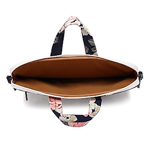 canvaslife White Rose waterproof Patten Canvas Laptop Shoulder Messenger Bag Case Sleeve for 11 Inch 12 Inch 13 Inch Laptop and 11/12/ 13