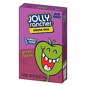 Jolly Rancher SINGLES TO GO! Drink Mix WaterTok Bundle - Blue Raspberry, Green Apple, Watermelon and Cherry Drink Mix