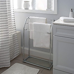 Organize It All 3 Bar Bathroom Towel Drying Rack & Holder with Shelf , Chrome, 62443W-1