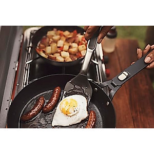 OXO Outdoor Pre-Seasoned Carbon Steel 8" Frying Pan Skillet, Detachable Handle for Easy Storage, Indoor Use, Nonstick with Use, Induction Suitable, Oven & Broiler Safe,Browning, Grill,Sear,Saute,Black