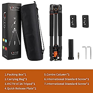VICTIV Camera Tripod 81 inches Monopod, Heavy Duty Tripod for DSLR, Professional Aluminum Tripod with 360 Degree Ball Head and Carry Bag for Travel and Photograghy, Compatible with Canon Nikon Sony