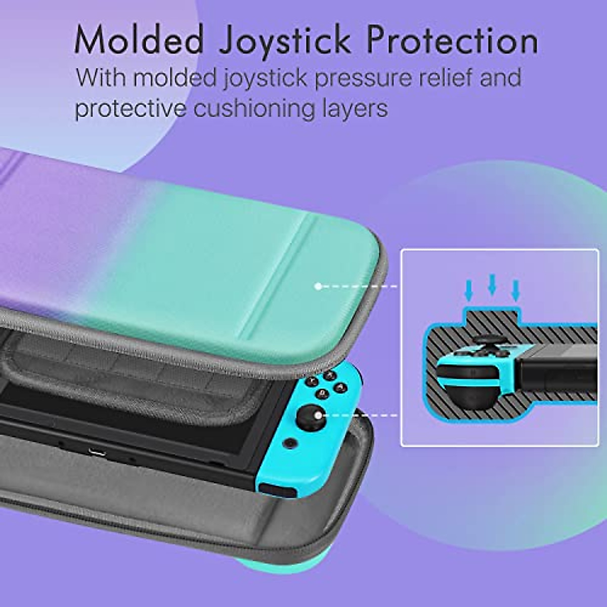 TNP Carrying Case for Nintendo Switch, Green Purple - Kawaii Cute Portable Travel Case, Protective Storage Carry Bag for Girls, 10 Game Cartridge Holder