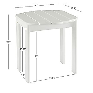 Linon Adirondack, White End Table, 18.5"D x 18.11"W x 18.11"H