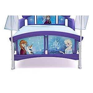 Delta Children Canopy Toddler Bed, Disney Frozen + Twinkle Galaxy Dual Sided Recycled Fiber Core Toddler Mattress (Bundle)