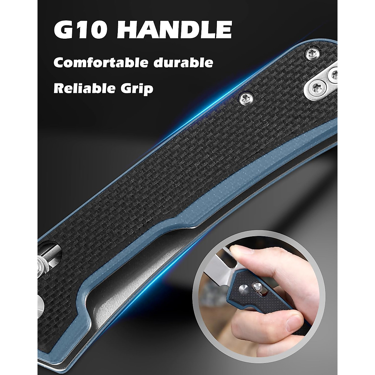 EDC Folding Knife with Clip, 3 Inch D2 Steel Drop Point Blade with G10 Handle, Pocket Knife for Men Women Outdoor Camping Hiking with Thumb Hole and Axis Lock Pocketknife