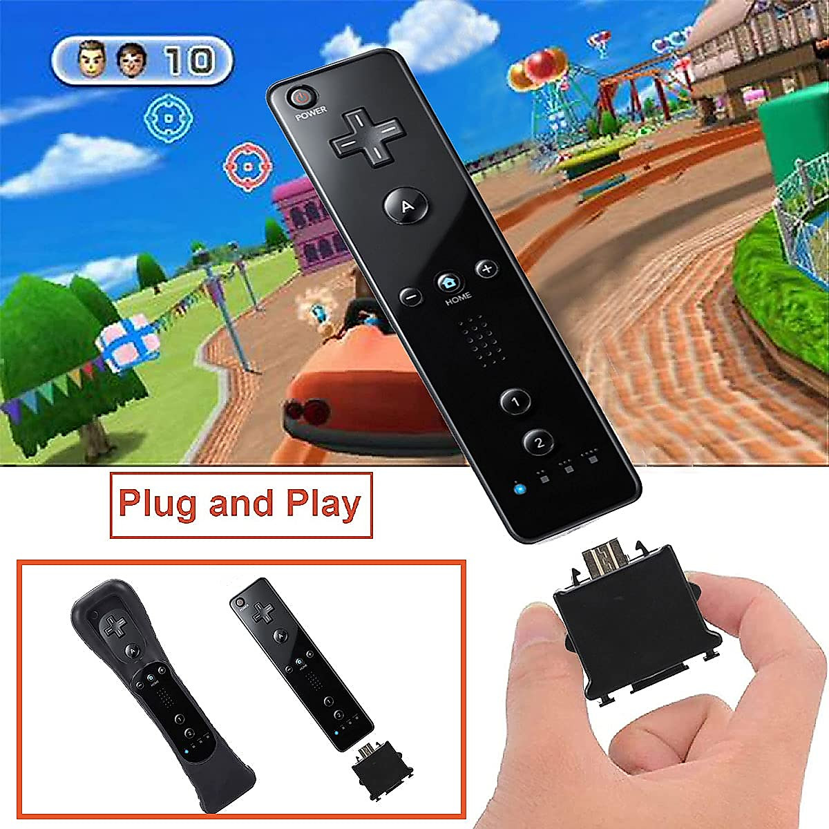 DERCLIVE Remote Motion Plus Sensor Controller Adapter + Silicone Case