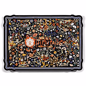 Marble 48"x36" Dining Table Top Multi Floral Inlay Stuning Design Living Room Decor