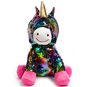 HollyHOME Sequins Unicorn Stuffed Animal Toy Reversible Rainbow Sequins Unicorn Gift for Kids 12 Inches