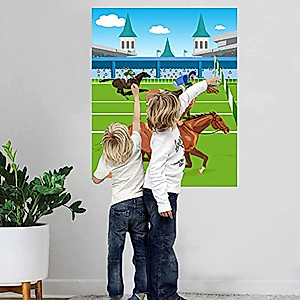 Kentucky Derby Horse Race Party Sticker Game - Pin The Tail on The Horse Poster, Horse Party Game for Kids Birthday Party Favor(24 Tails)
