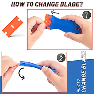 DIYSELF 2 Pack Plastic Razor Blade Scraper, Extra 100Pcs Plastic Razor Blades Refills, Plastic Scraper Tool, Razor Scraper Tool, Blade Scraper Tool for Removing Vinyl, Decals, Stickers, Labels, Glue