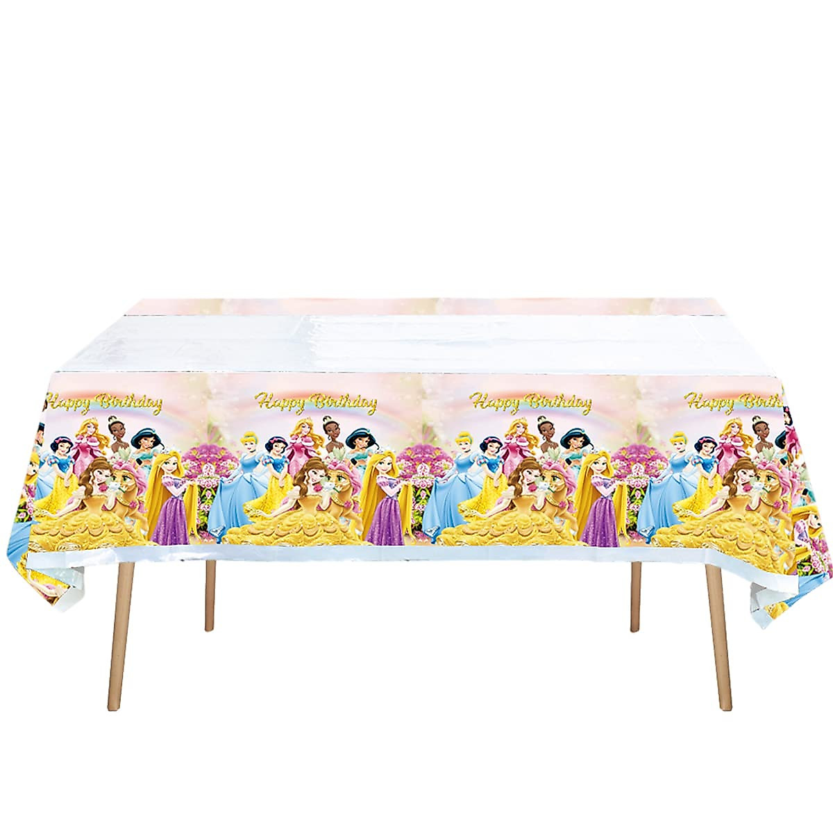 Seven Princesses Birthday Party Tableware, 20 Plates 20 Napkins And Table Covers, For Disney Princess Birthday Theme Party Decoration Supplies