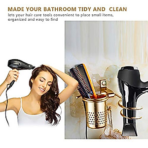 Hair Dryer Holder, Space Aluminum Wall Mounted Hair Dryer Holder Spiral Hair Care Tools Hanging Rack Organizer for Blow Dryer Comb (#2)