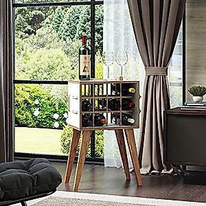 Be Home Furniture │ CORDEL Wine Rack and Display Stand Wine │ Storage Cabinet, Home Décor for Living Room & Kitchen │Wood & White -18.90" W