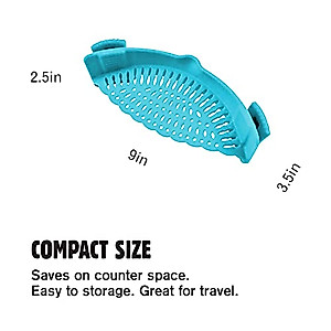 STARBEET Clip On Pot Strainer - Snap n Strain Silicone Food Colander - Fast, Easy, Straining for Noodles, Pasta, Meat, Fruits and Veggies. Fits Most Sizes Round Pots, Pans and Bowls.