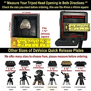 DaVoice 41mm Tripod Quick Release Plate Camera Mounting Parts Replacement for Ambico V-0552 V-0554, Sunpak 7500 Pro 7500tm 7575, Kalimar Pro-Tech V-40, Samsonite 1100 2601 Quantaray Tripod Mount 1 5/8