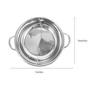 BESTonZON Stainless Steel Hot Pot with Divider Non-stick Shabu Shabu Pot Dual Sided Soup Cookware for Induction Cooktop Gas Stove 28cm