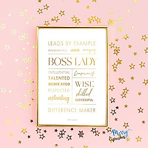 Merry Expressions Boss Lady Desk and Wall Art with Metal Frame - Boss Lady Office Décor, Boss Lady Gift with Boss Lady Quote (Gold, 7" x 9")