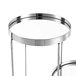 Bathroom Counter Organizer 3 Tier Makeup Shelf Organizer Vanity Organizer Cosmetic Storage Metal Display Rack with Glass Trays Home Storage Holder for Bathroom Kitchen Bedroom (Silver)