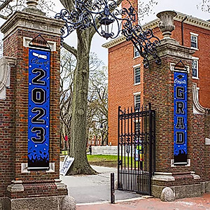 2023 Graduation Party Decorations Porch Sign Banner Blue Large Congrats Grad Party Supplies Decorations Door Banner for Graduation Party