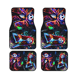 Jack & Sally Floor Mats for Cars, Novelty Car Floor Mats Set of 4 Pieces, Universal Floor Liner Car Accessories Automotive Floor Mats