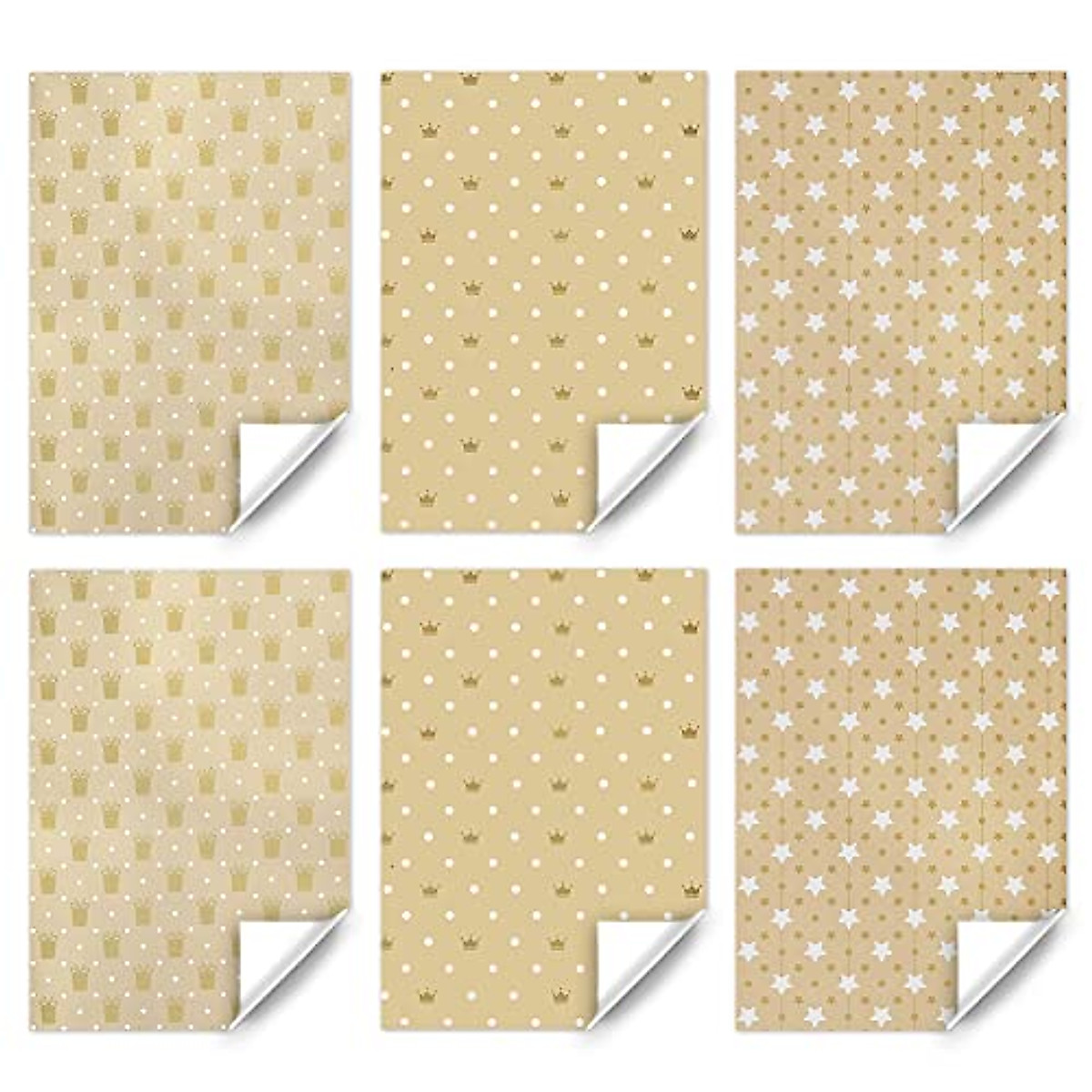 Elegant Gift Birthday Princess Wrapping Paper For Mom Dad Boys Girls Friends, 20x28" Per Sheet(6 sheets:23 sq.ft.ttl.) in 3 Designs Include Classic Patterns Like Polka Dots Crown Gift Package Stars For Wedding Bridal Shower Engagements Birthday Christmas