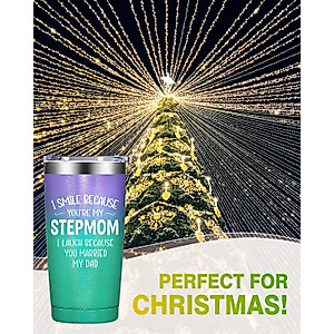 WOELIVE Stepmom Gifts - Best Stepmom Ever Stainless Steel Coffee Mug Tumbler with Lid - Birthday Gift for Bonus Mom, Christmas Gifts for Stepmom, 20oz Insulated Stepmom Tumbler