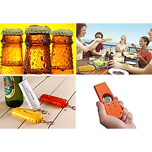 3 Pcs Fun Cap Zappa Beer Bottle Opener Party Collection Bottle Cap Shooters Launchers with Keychains, White Yellow Orange
