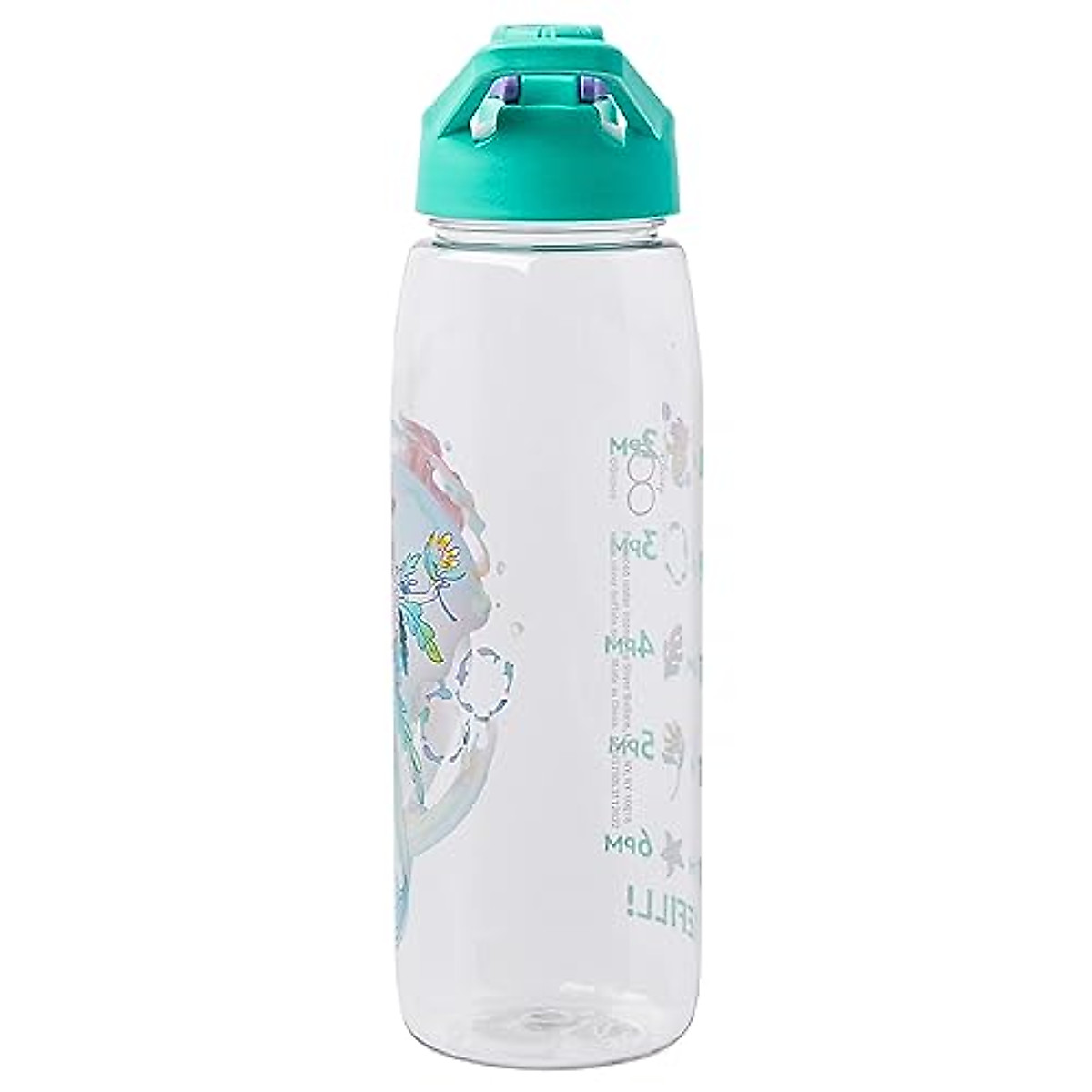 Silver Buffalo Disney The Little Mermaid Ariel Hydration Tracker Schedule Water Bottle With Screw-On Lid, 28 Ounces