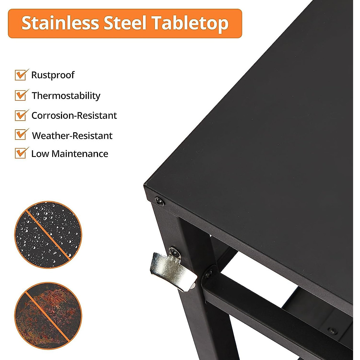 Bar Cart, Outdoor Grill Cart, Pizza Oven Stand, BBQ Prep Table with Wheels & Hooks, Side Handle, Double-Shelf Grilling Cart, Tabletop Griddle Cooking Station for Bar, Patio, Kitchen (Black)