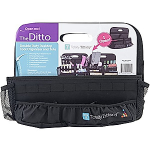 Totally Tiffany SDTT45BLK Plastic Ditto Desktop Organizer-Black/Pink, White