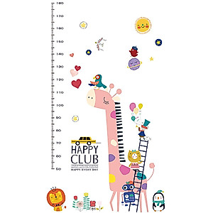 SENGTER Kids Height Growth Chart Wall Stickers Removable Cartoon Giraffe Height Measurement Wall Decal Decor for Kids Boys Girls Nursery Bedroom Living Room
