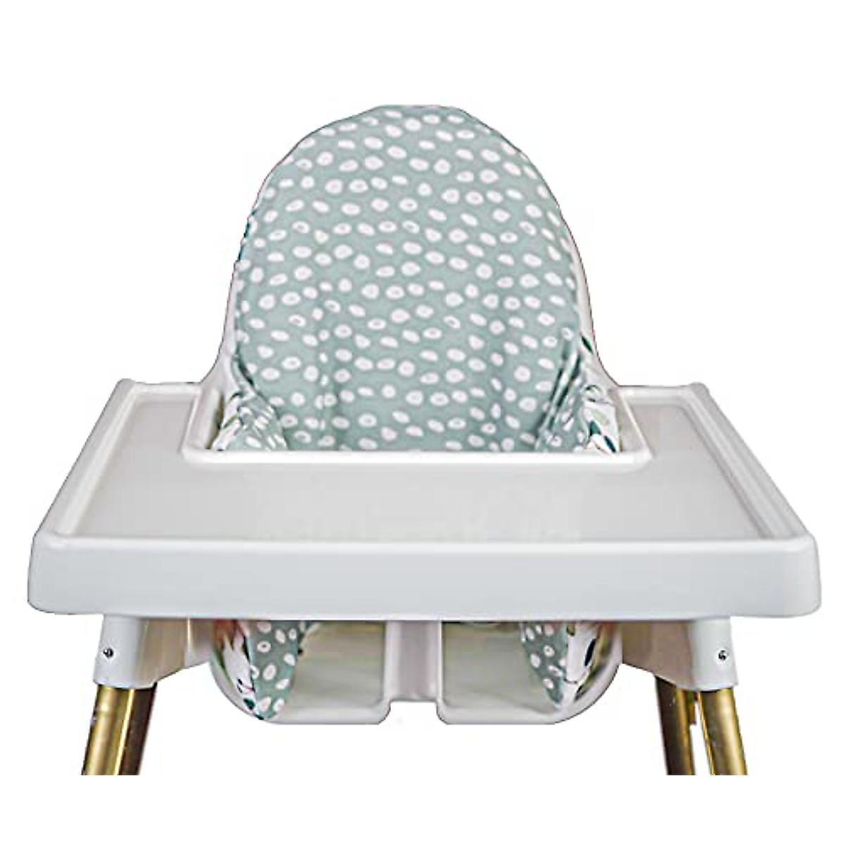 Premium High Chair Cushion Cover | Compatible with IKEA High Chair Accessories for Antilop Highchair | Reversible | Soft, Durable, Parent & Baby Approved for Baby High Chair (Sage-Dot/Greenery)