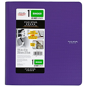 Five Star 1 Inch 3 Ring Binder, Plastic, Color Selected for You, 1 Count (26134)