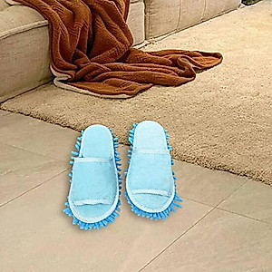IEUDNS Mop Slippers Floor Cleaning Washable Cleaning Sandals Detachable Mute Household Soft Unisex Cleaning Shoes for Home Floor Polishing Dusting, Blue